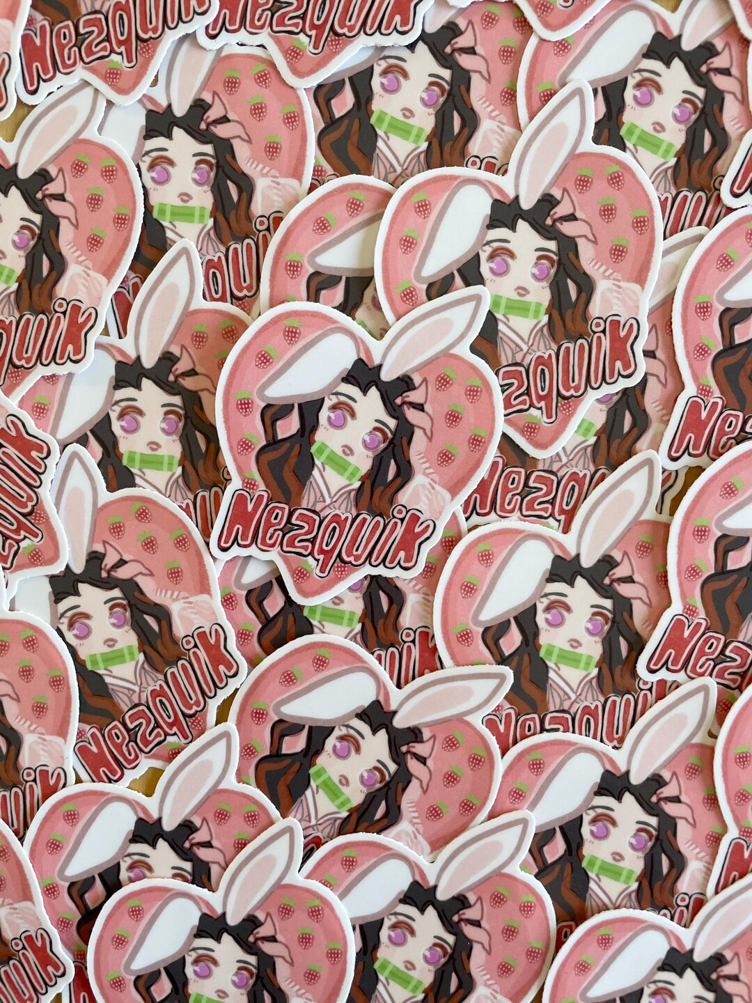 Demon Slayer Cute Bunny Nezuko Kamado Vinyl Sticker Kawaii Die Cut - Etsy