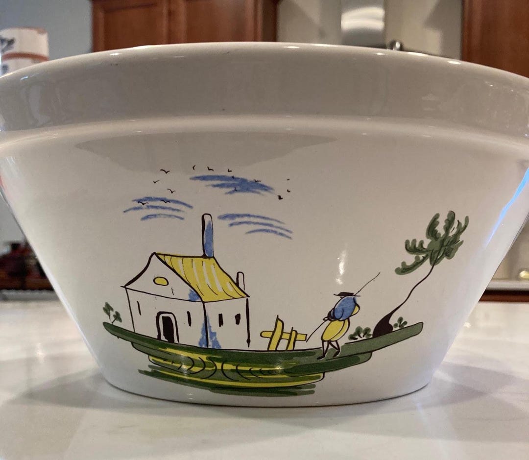 Vintage Varages France Cabanon Large White Serving Bowl 10.5" - Etsy