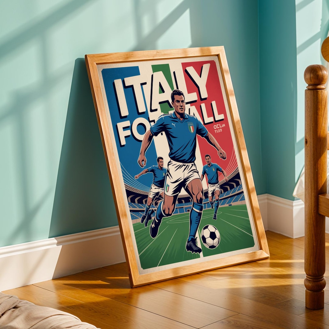 Vintage Italian Football Art Print: Tricolor Sports Poster - Etsy