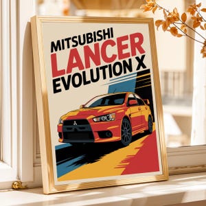 Mitsubishi Lancer Evolution Poster: Retro Car Art for Enthusiasts - Etsy