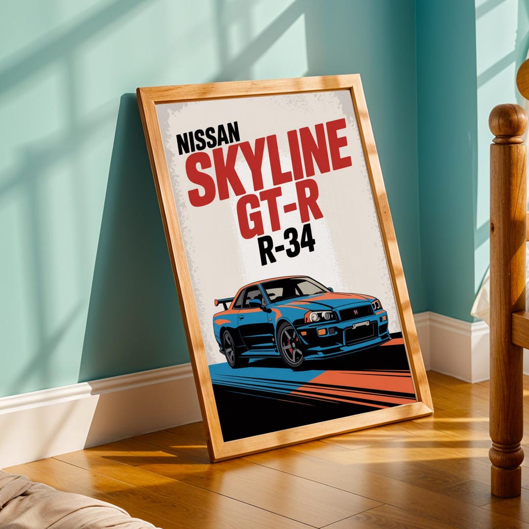 Nissan Skyline GT-R R34 Poster: Vintage Automotive Comic Art - Etsy