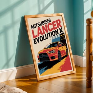 Mitsubishi Lancer Evolution Poster: Retro Car Art for Enthusiasts - Etsy
