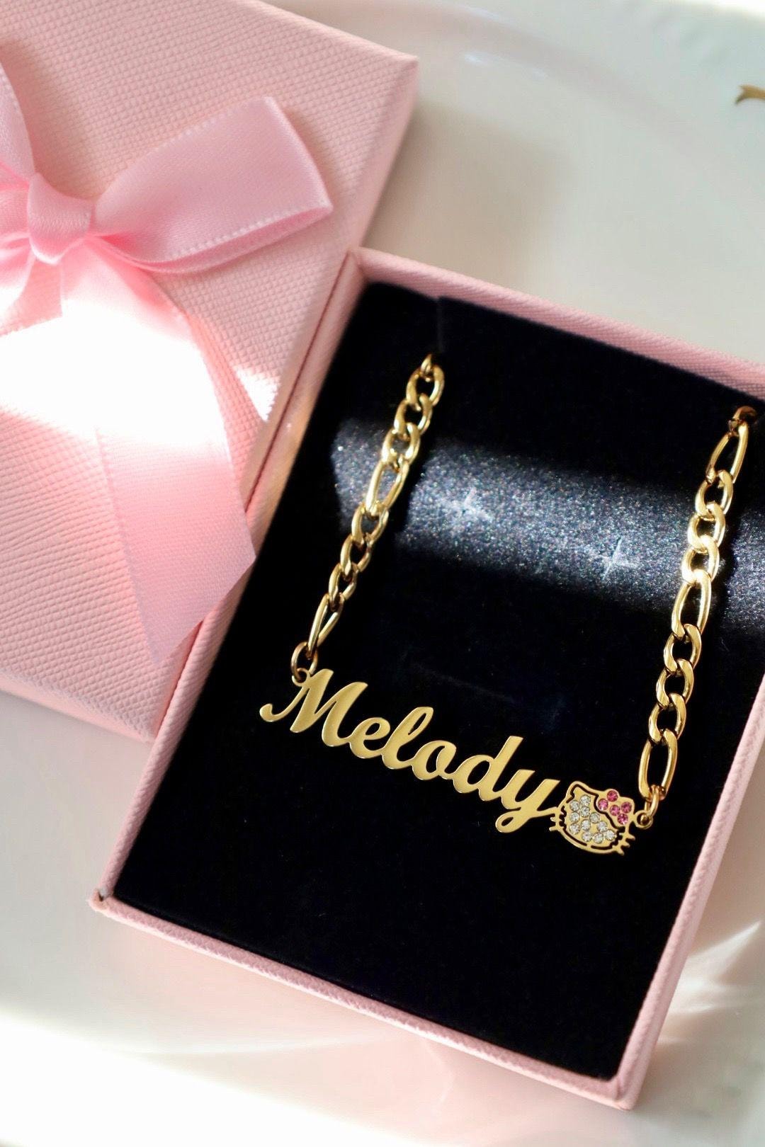 Collier avec nom personnalisé Hello Kitty, collier avec nom plaqué or ...