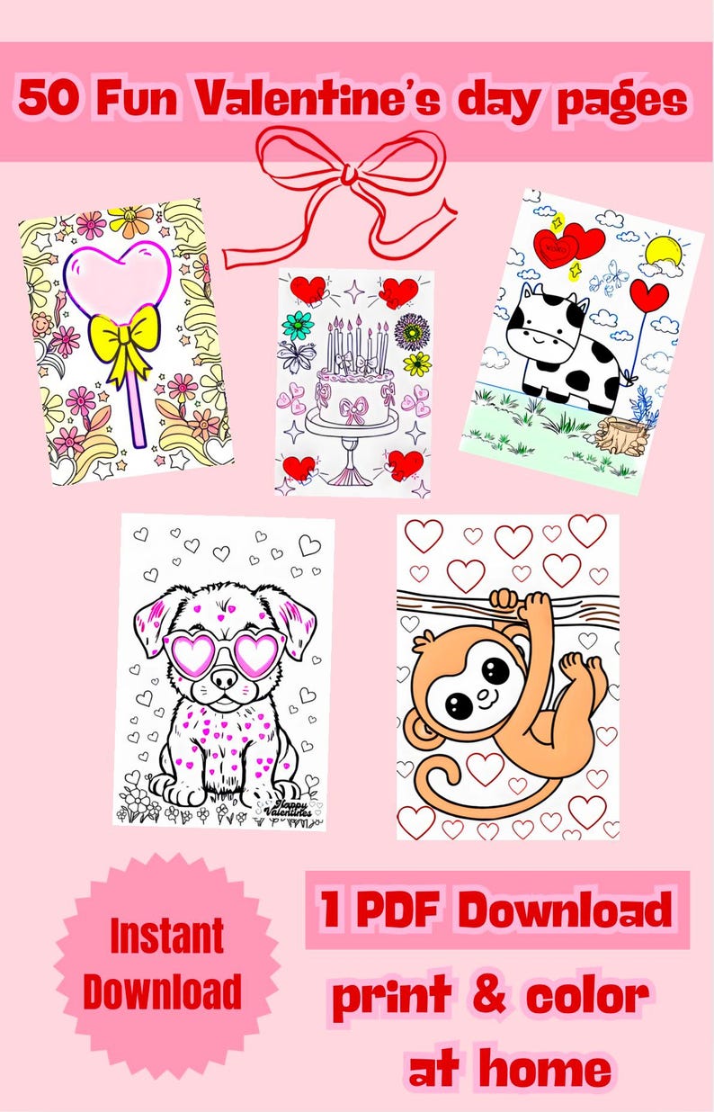 Valentine's Coloring Pages: Super Cute Valentine's Themed Coloring ...