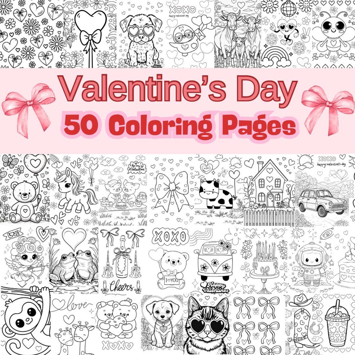 Valentine's Coloring Pages: Super Cute Valentine's Themed Coloring ...