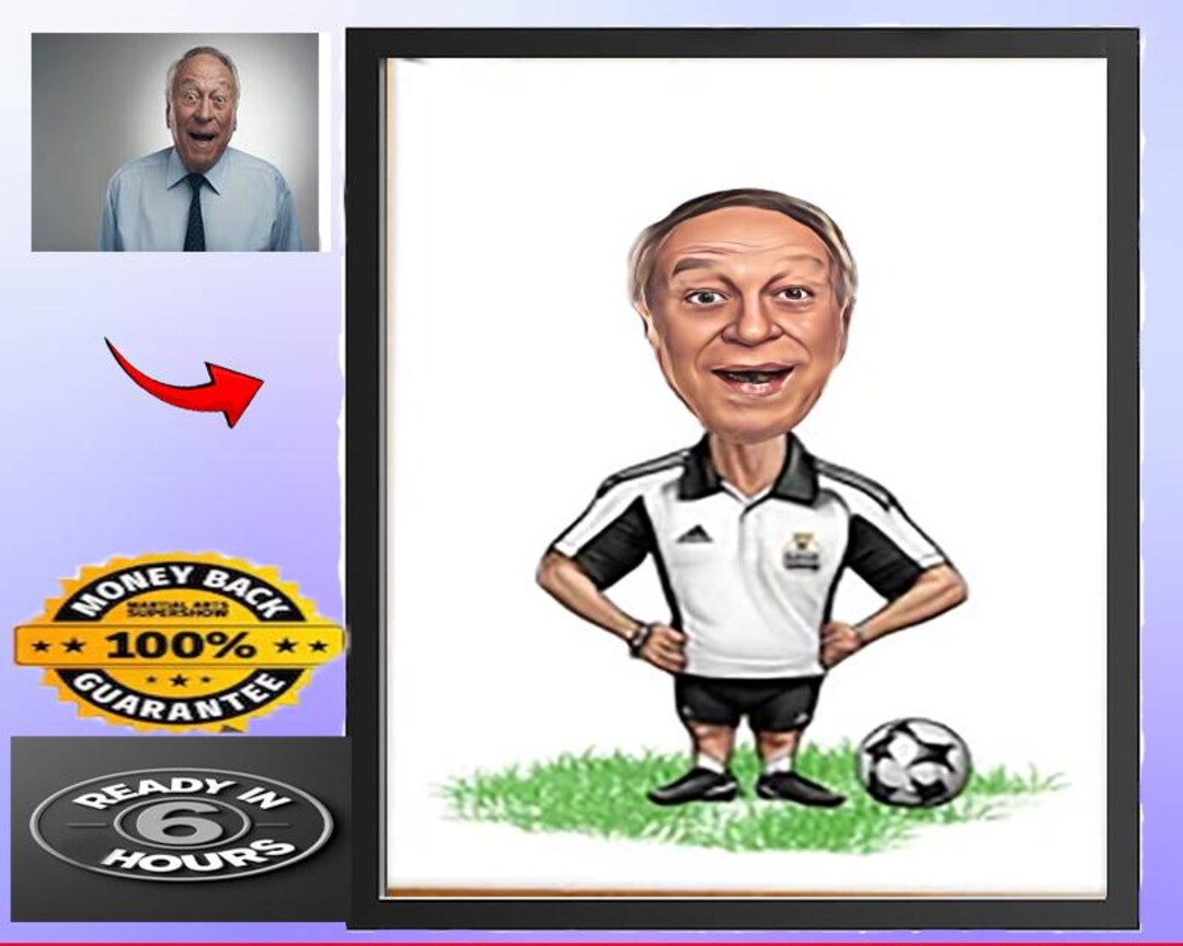 Custom Soccer Coach Cartoon Portrait, Custom Soccer Coach Caricature ...