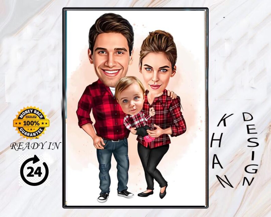 Custom Family Cartoon Portrait, Family Portrait, Family Gift, Family ...