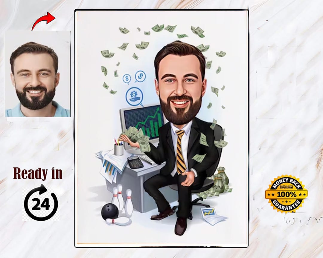 Custom Office BOSS Cartoon Portrait,custom Officer Caricature Drawing ...