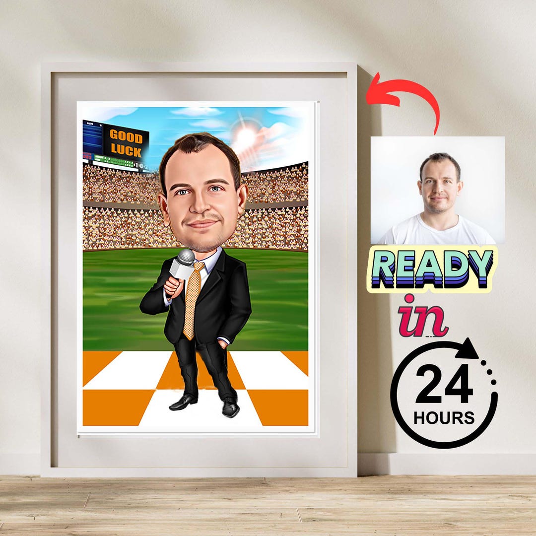 Custom Sports Anchor Caricature Personalized Sportscaster Cartoon ...