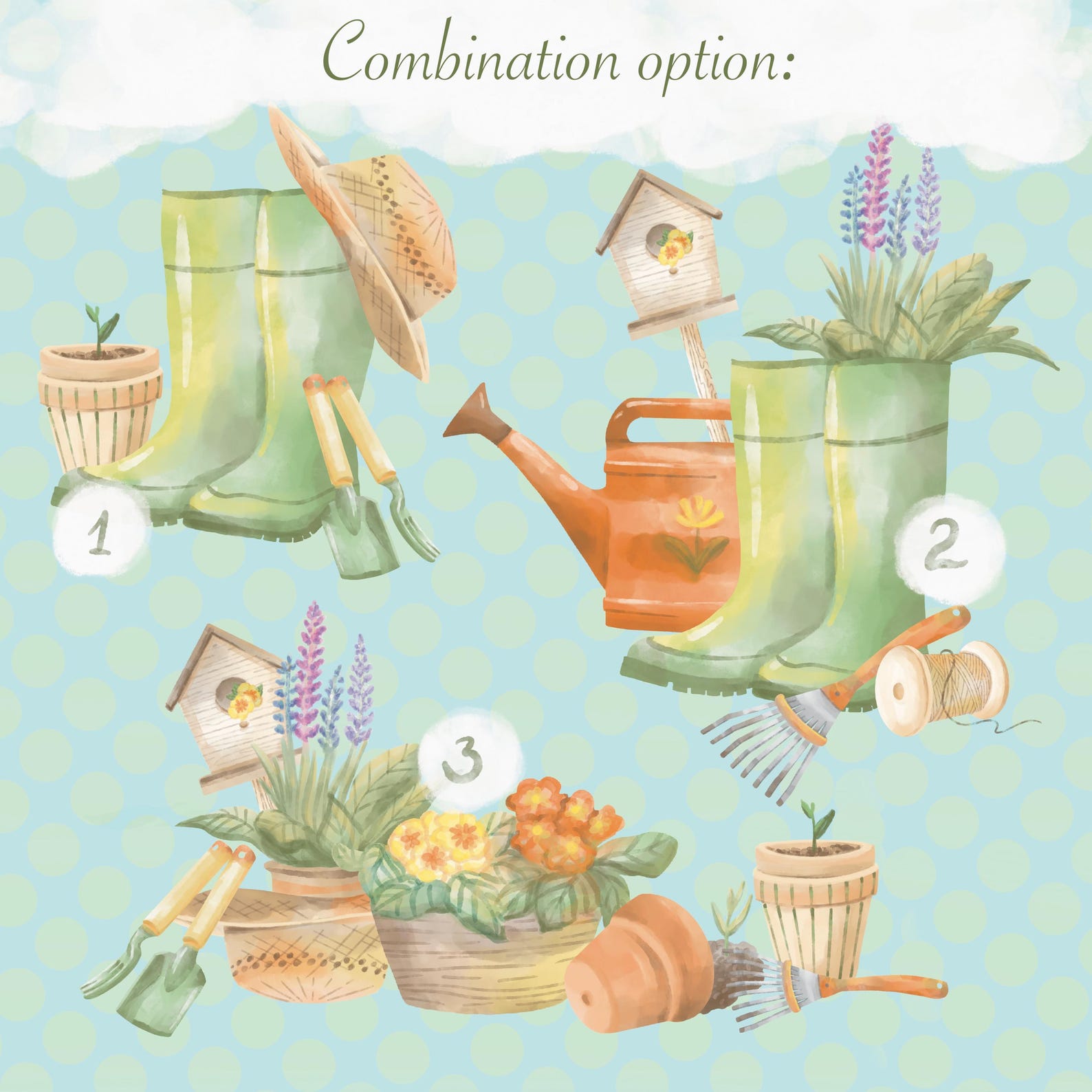 11 Watercolour Spring Garden Clip Art for Your Combination Style - Etsy