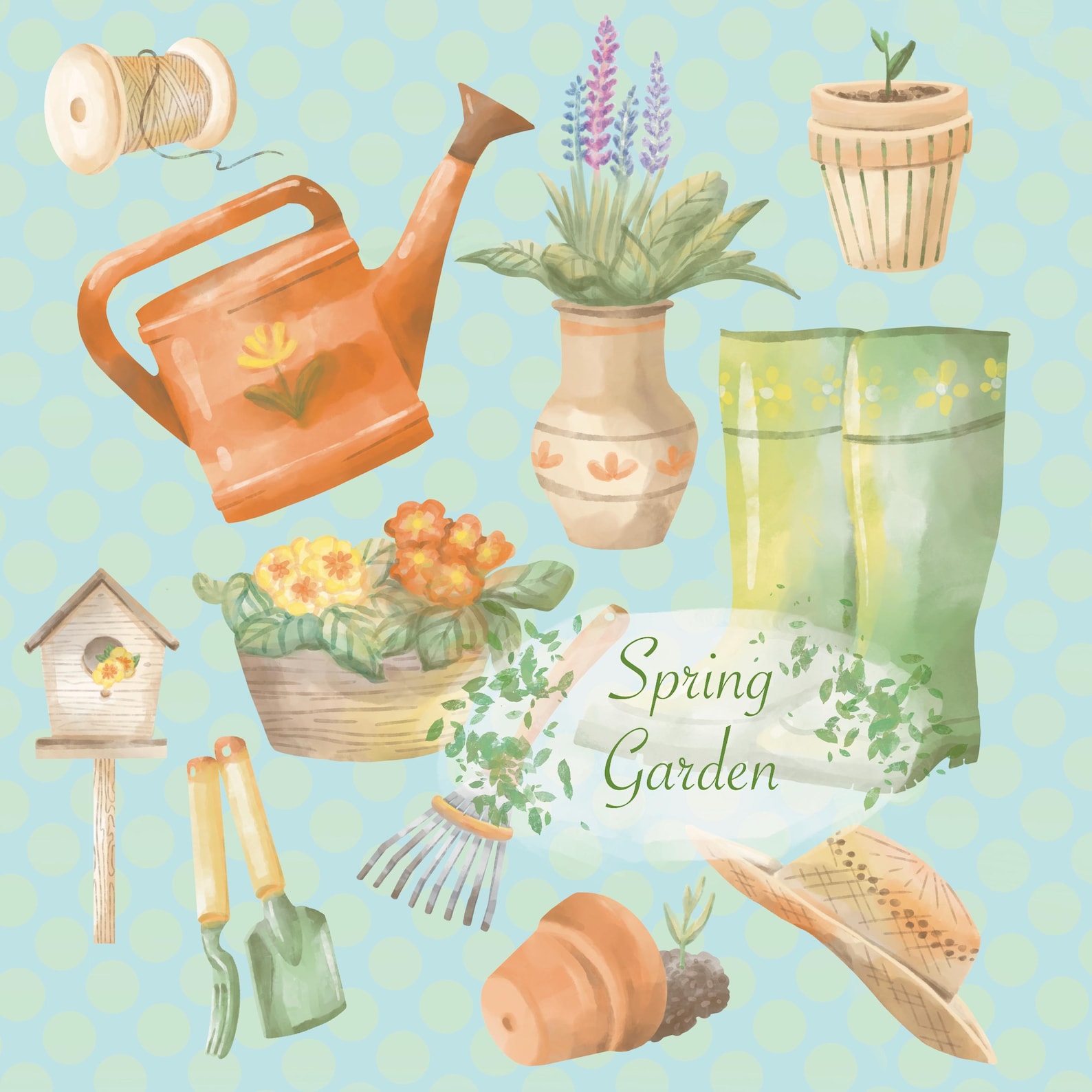 11 Watercolour Spring Garden Clip Art for Your Combination Style - Etsy