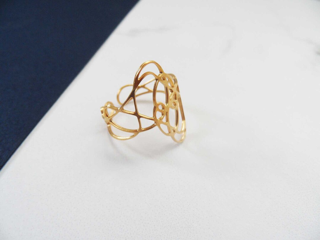 Adjustable Scribble Ring in Gold Sketch Ring Artist Gift Art - Etsy
