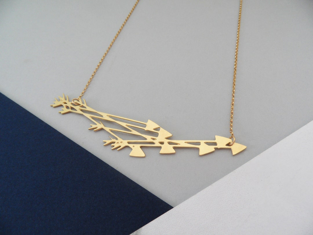 Big Boho Arrow Necklace Gold Arrow Jewelry Valentines Gift - Etsy