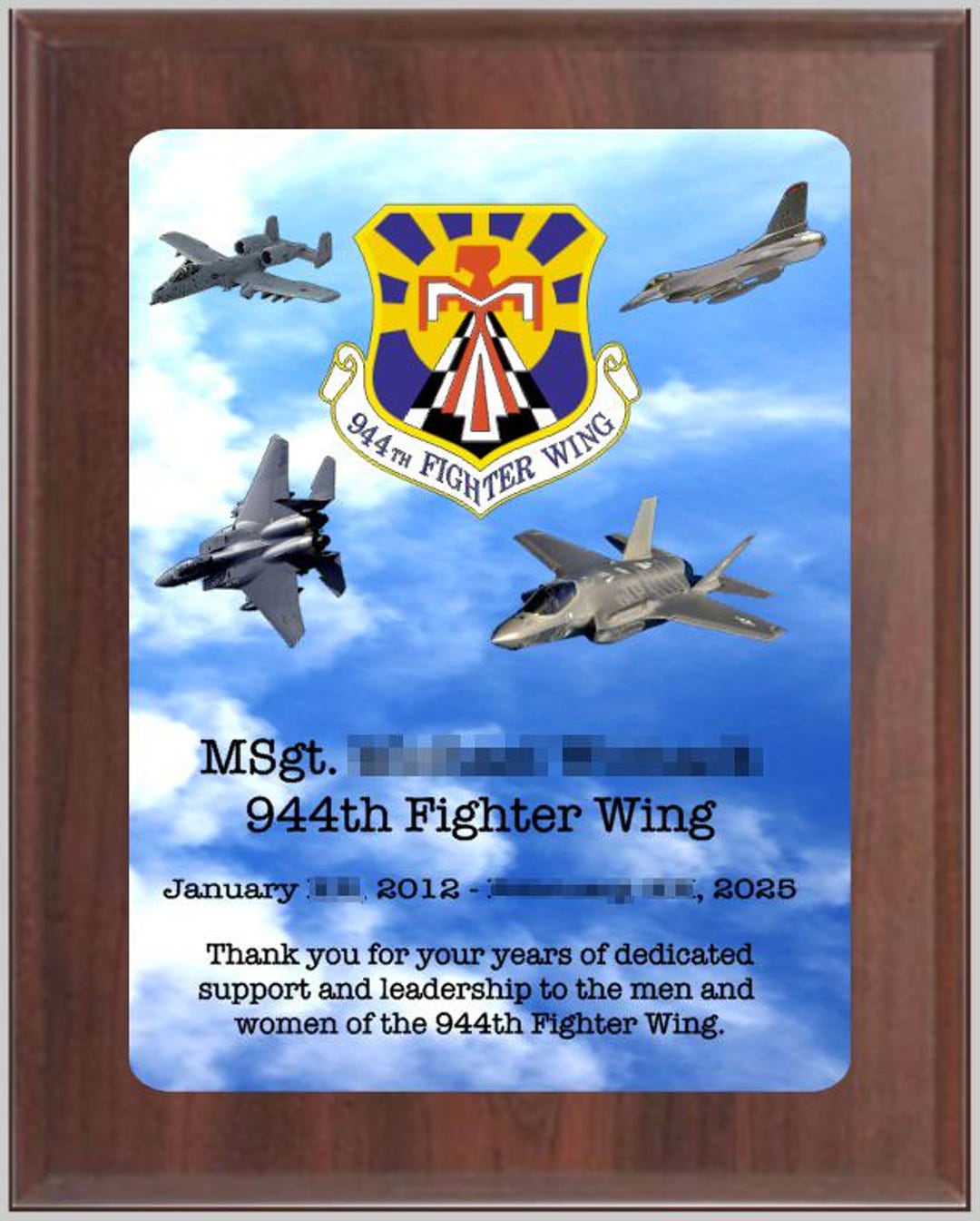 Military, Law Enforcement, Pilots, Medevac Plaques for Awards ...