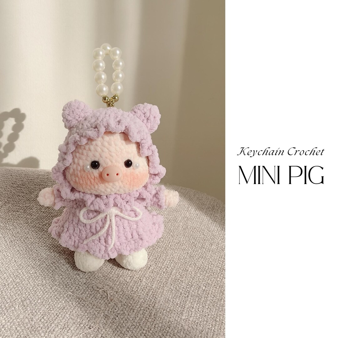 Mini Pig Crochet Patterns, Kawaii Pig Crochet Amigurumi, Pig Keychain ...