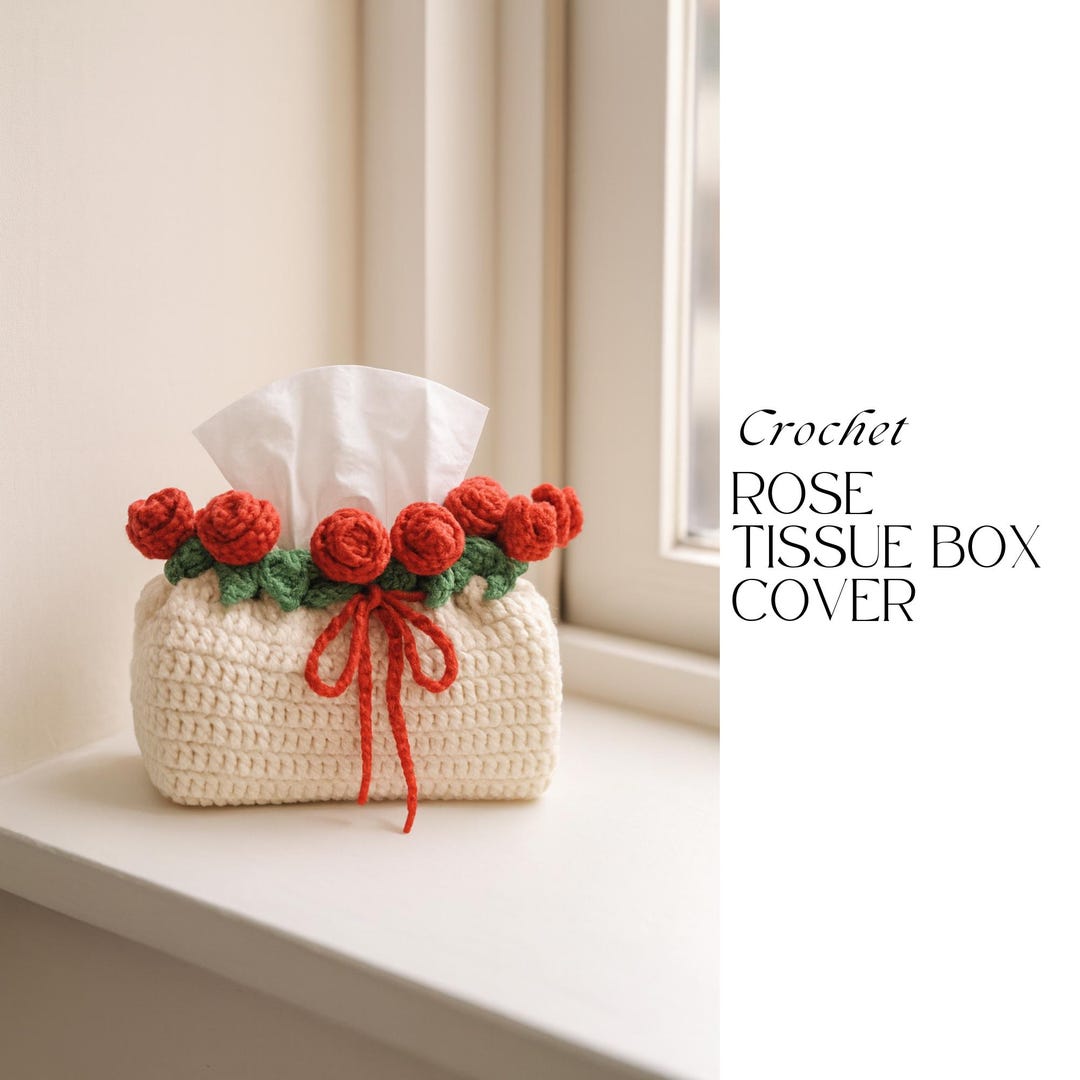 Rose Tissue Box Cover Crochet Pattern: Floral Amigurumi Home Decor (PDF ...