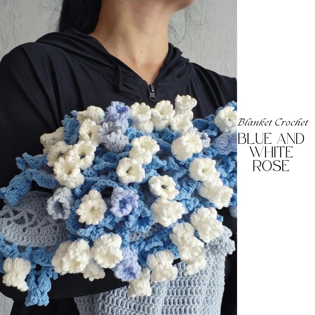 Blue & White Rose Crochet Blanket Pattern: Floral Amigurumi (PDF ...