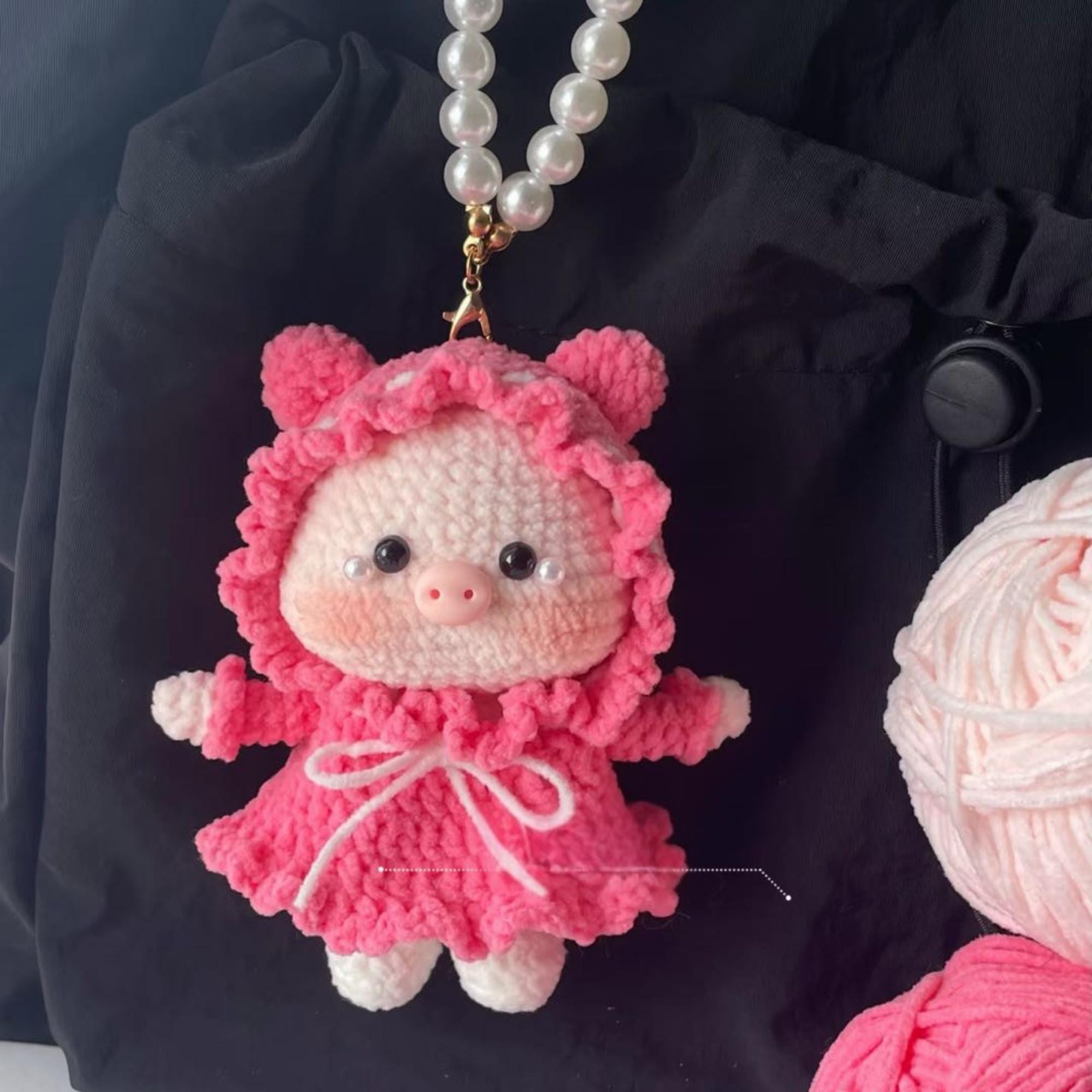 Mini Pig Crochet Patterns, Kawaii Pig Crochet Amigurumi, Pig Keychain ...