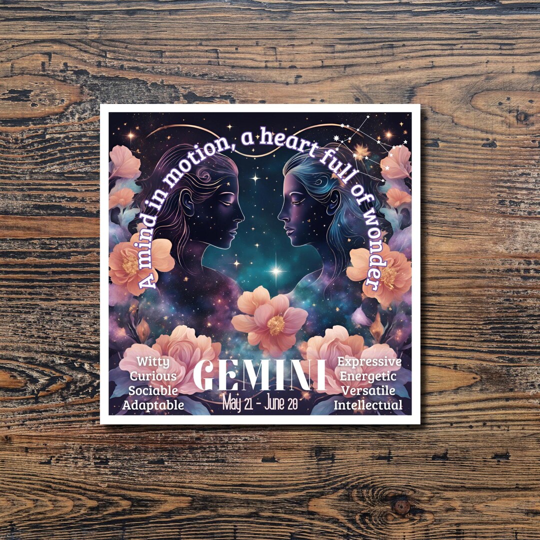 Gemini Zodiac Sign Vinyl Sticker Astrology Gift for Gemini Friends ...