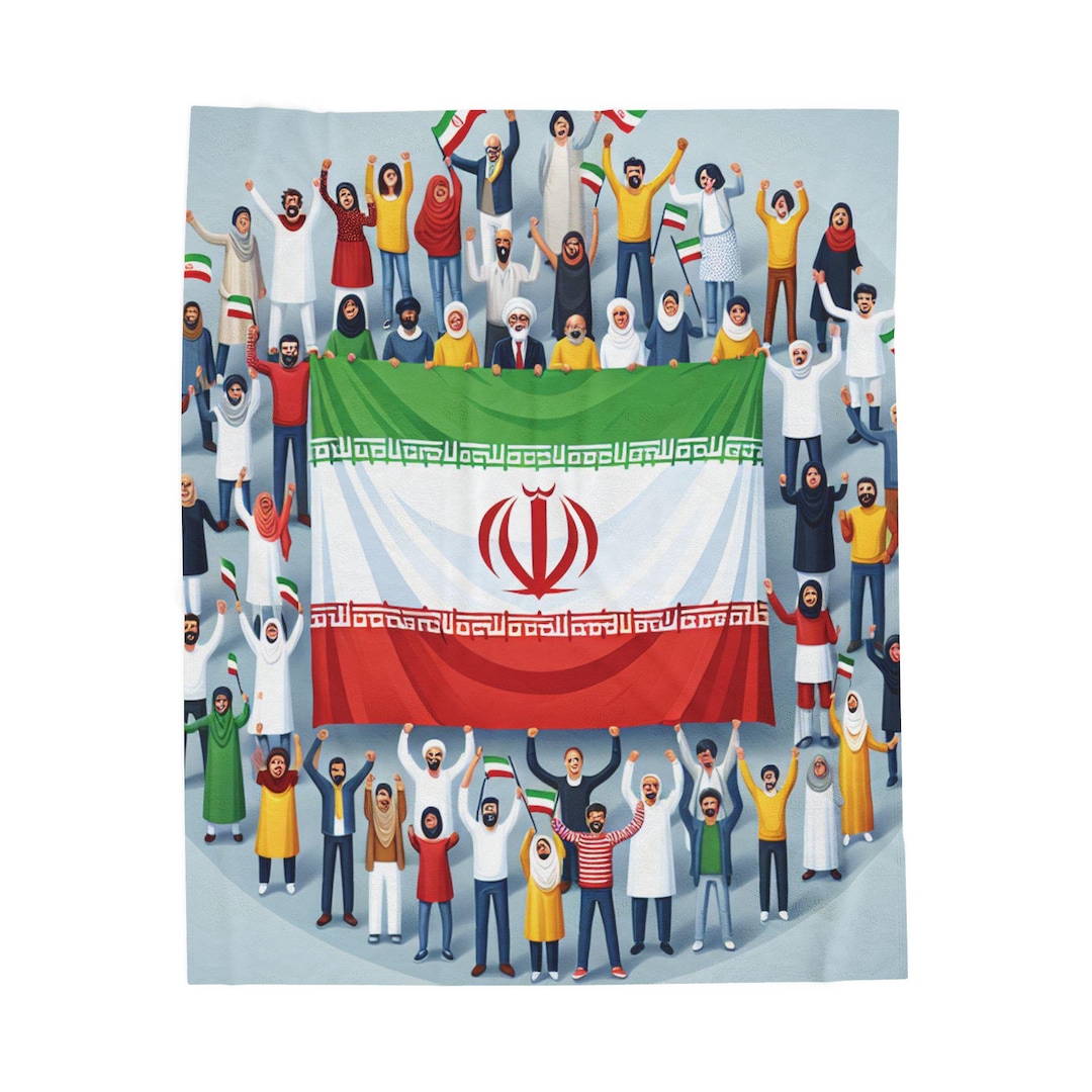 Velveteen Plush Blanket Iranian Flag Support Design Unity Resilience ...