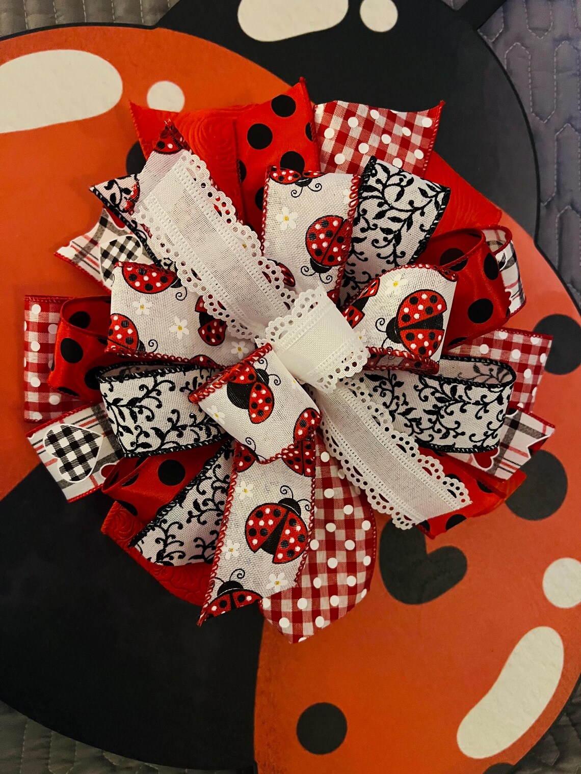 Ladybug Door Hanger, Front Porch Ladybug Door Hanger, Summertime Door ...