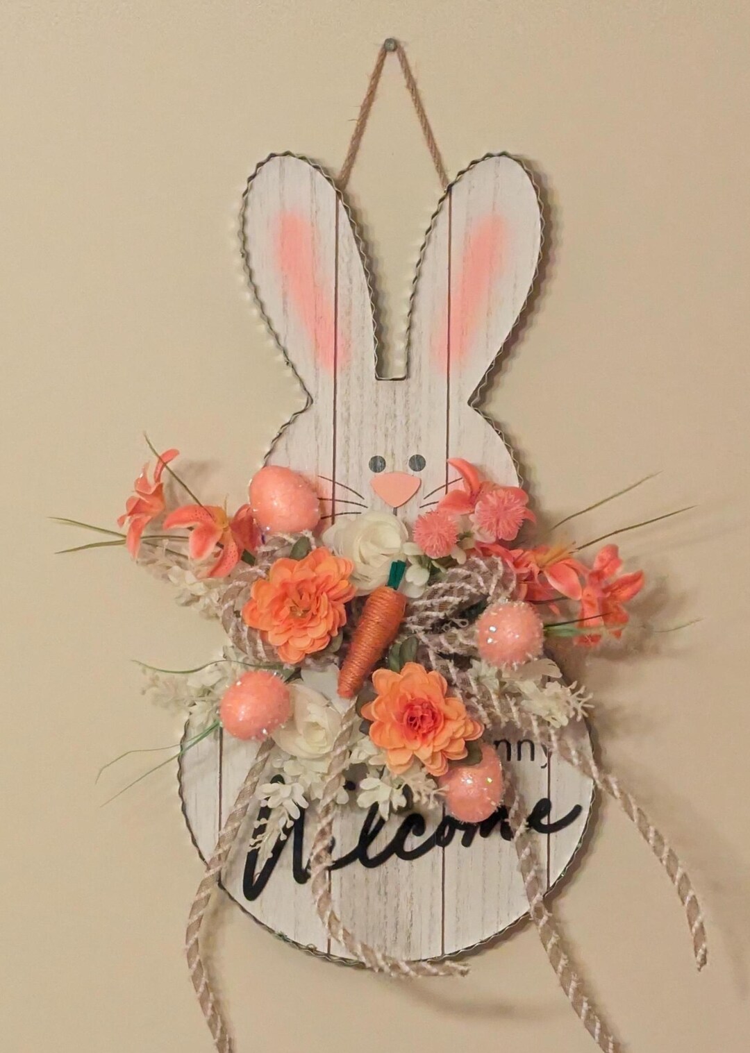 Easter Wall Decor, Bunny Rabbit Wall Hanging, Farmhouse Easter Door or ...