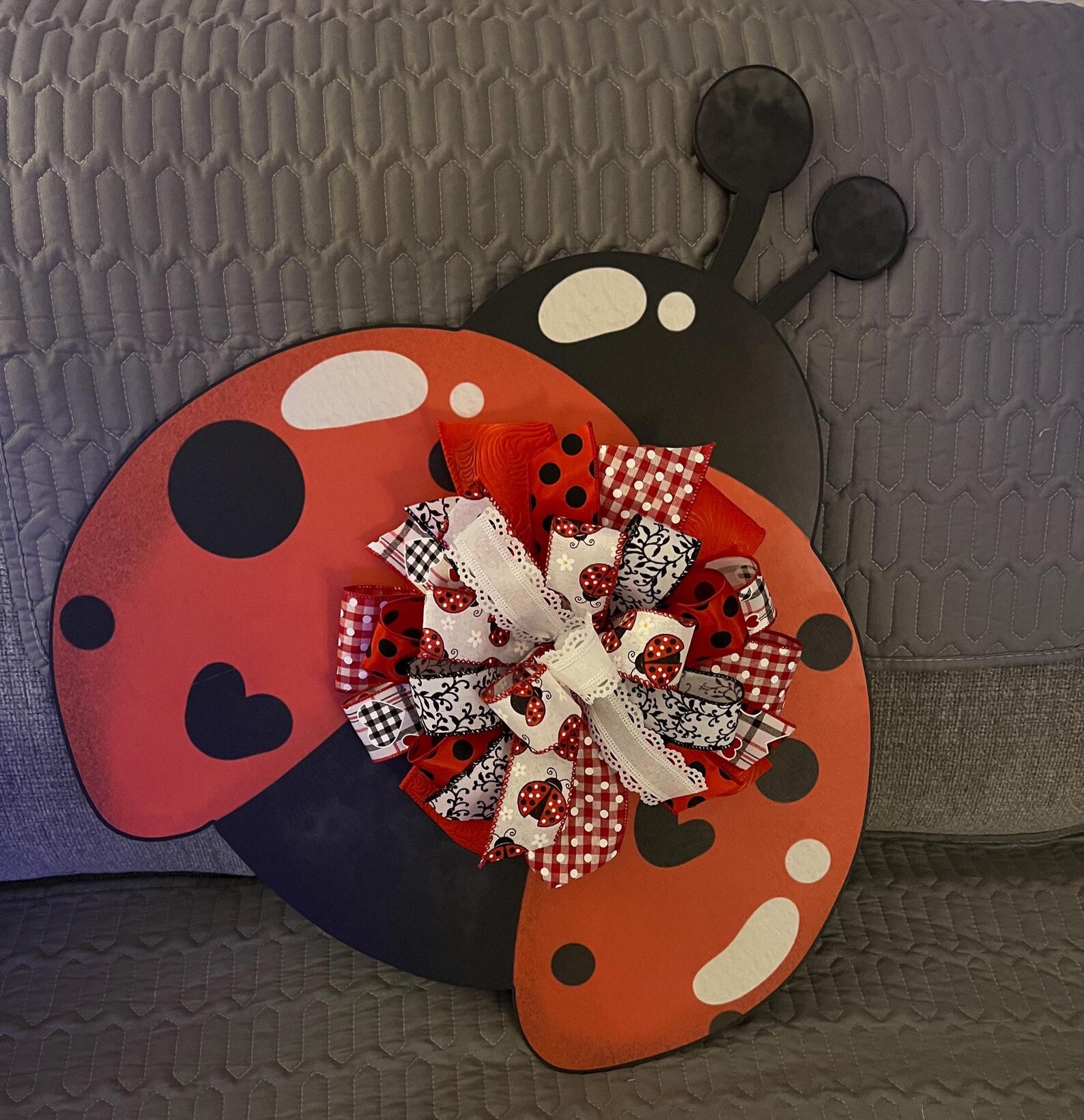 Ladybug Door Hanger, Front Porch Ladybug Door Hanger, Summertime Door ...