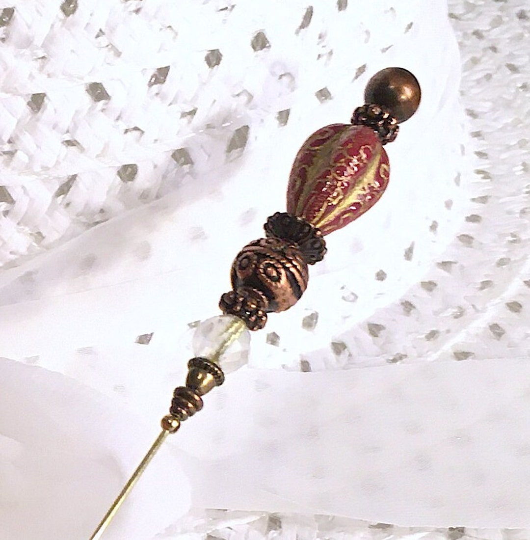 HATPIN With Warm Classic Colors and Crystal - 8