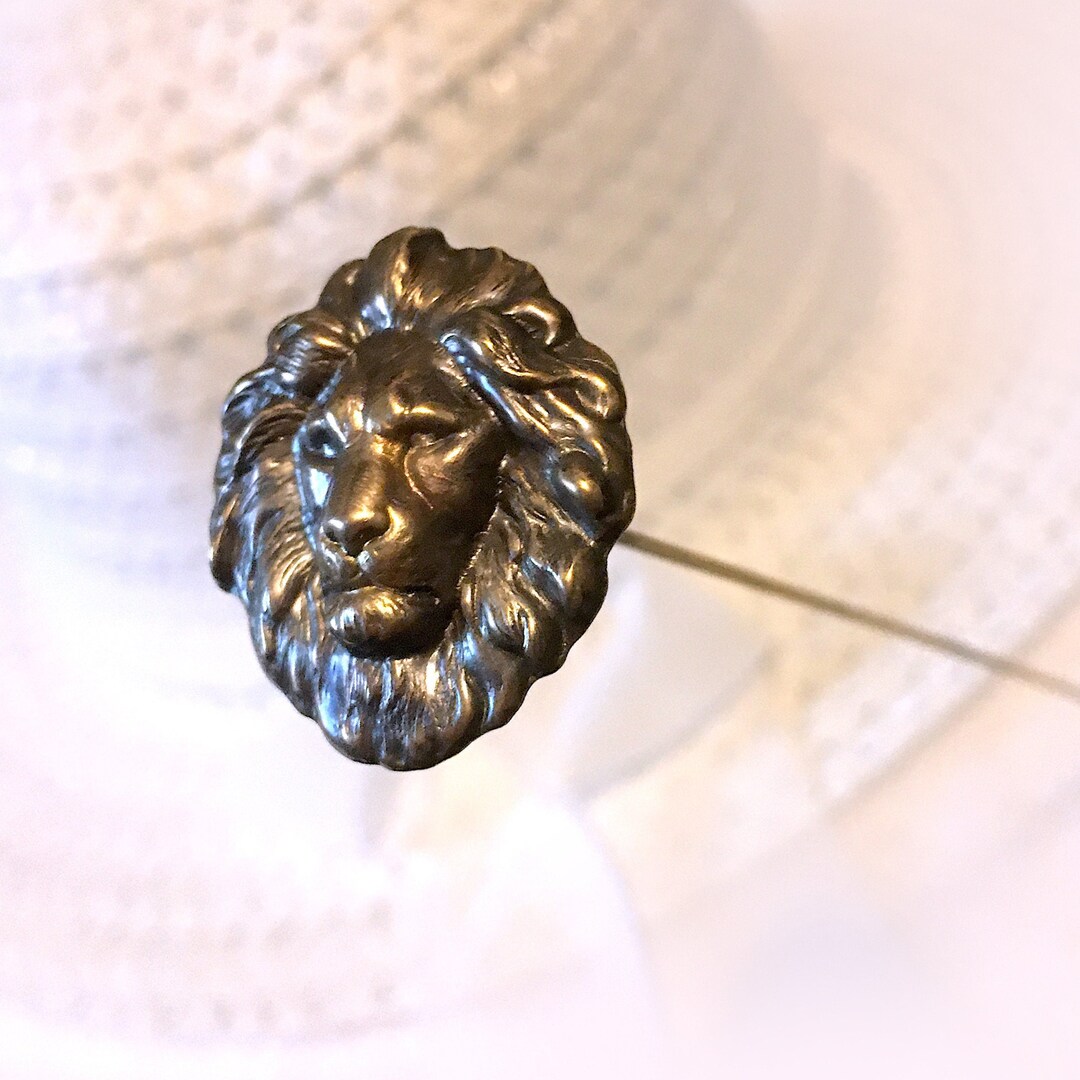 HATPIN With Old Brass VICTORIAN LION Head - Art Deco - 8 Inch Hat Pin ...