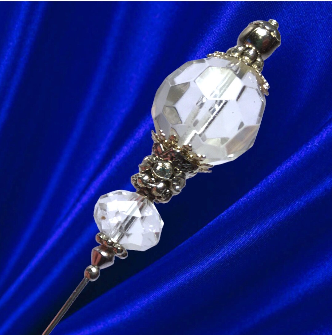 HATPIN With Large Clear Faceted CRYSTAL 8 Long Silver Finish hatpins - Etsy