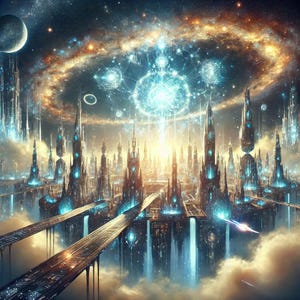 Celestial & Galactic Cities Sci-fi Digital Art Bundle Ai-enhanced ...