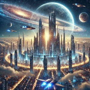Celestial & Galactic Cities Sci-fi Digital Art Bundle Ai-enhanced ...