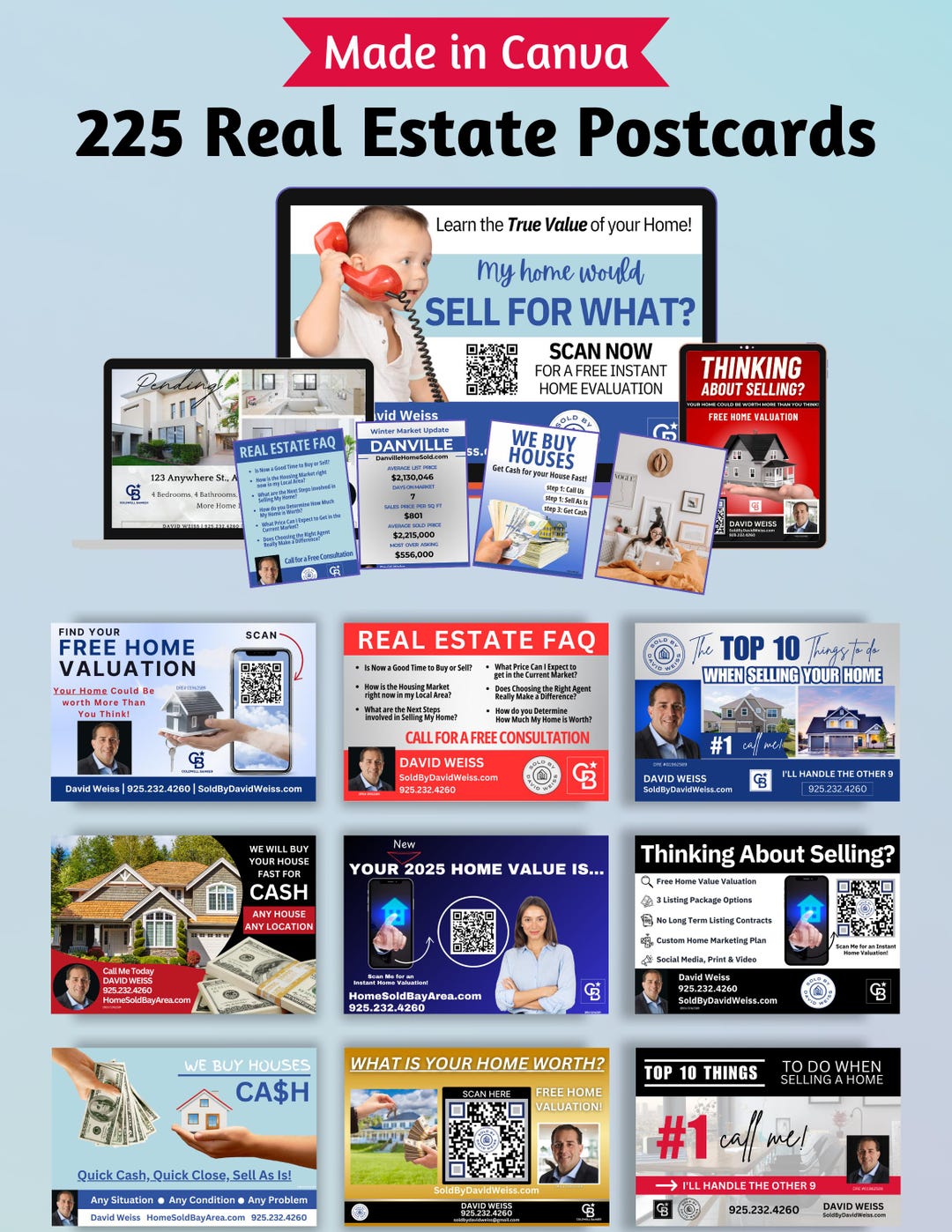 225 Real Estate Megapack Postcard Marketing | Real Estate Postcards 4x6 ...