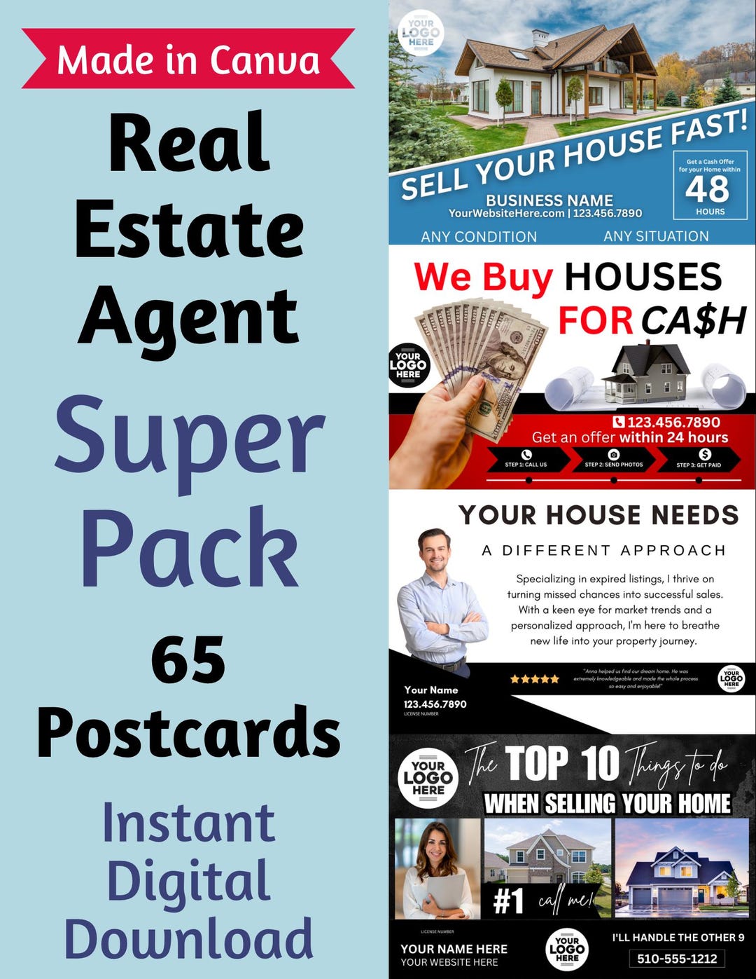 Real Estate Marketing Postcards, Super Pack Realtor Mailers Template ...
