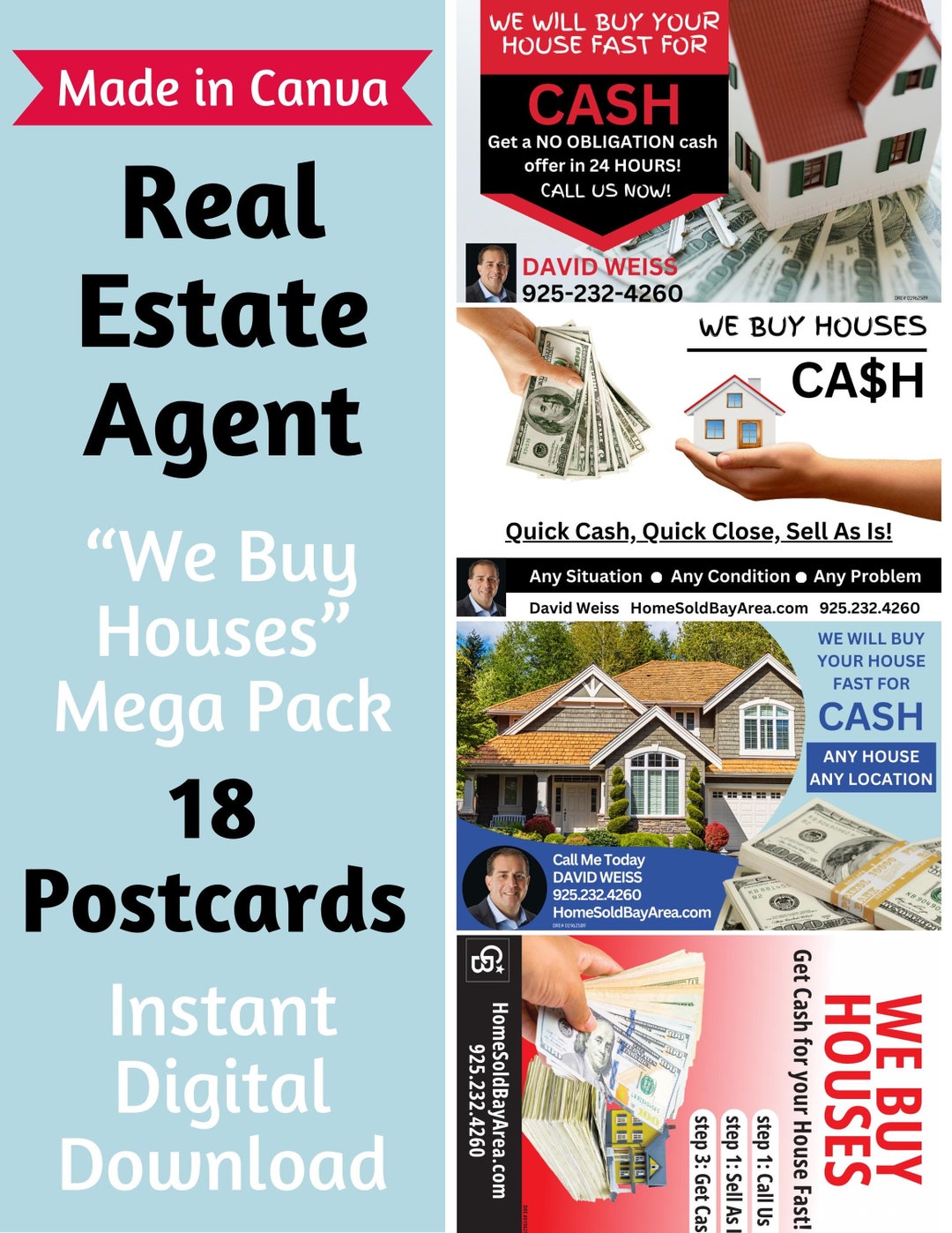 18 Multicolor We Buy Houses Real Estate Mega Pack Postcards 4x6 | Real ...