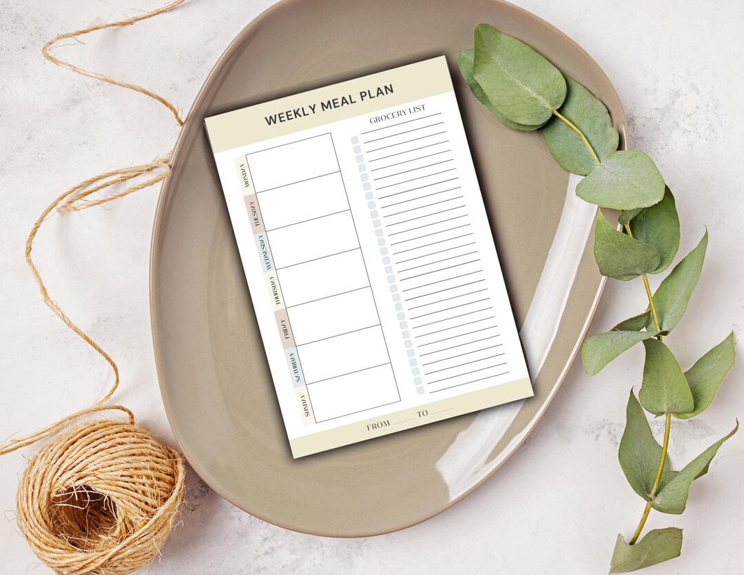 Simple Weekly Menu Planner - Etsy