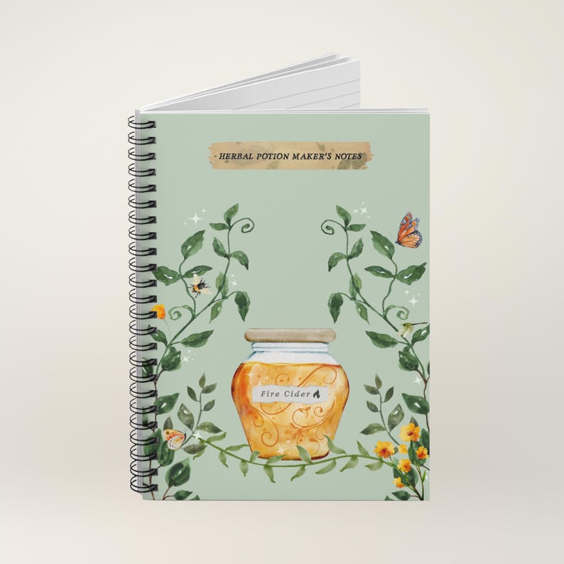 Herbal Potion Makers Notes Spiral Notebook - Fire Cider Recipe Journal ...
