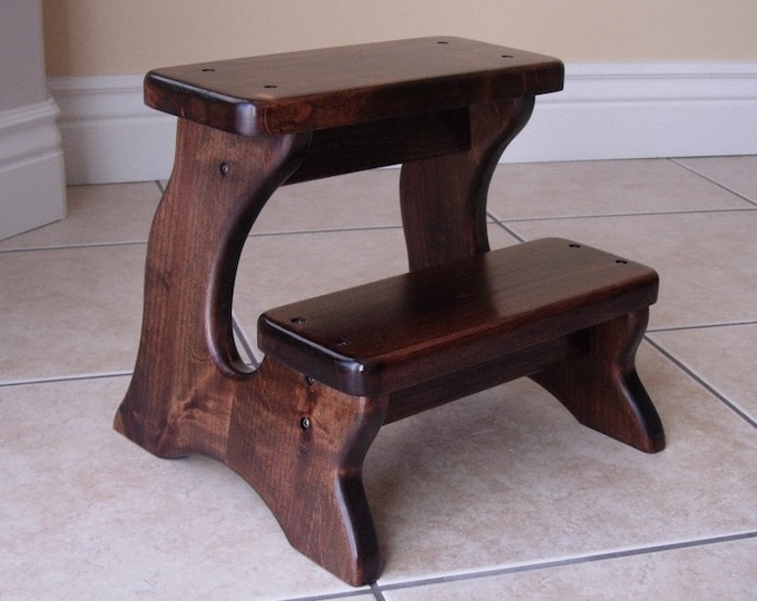 Step Stool, Furniture, Wooden, Wood, Alder, Dark, Walnut, Stain ...