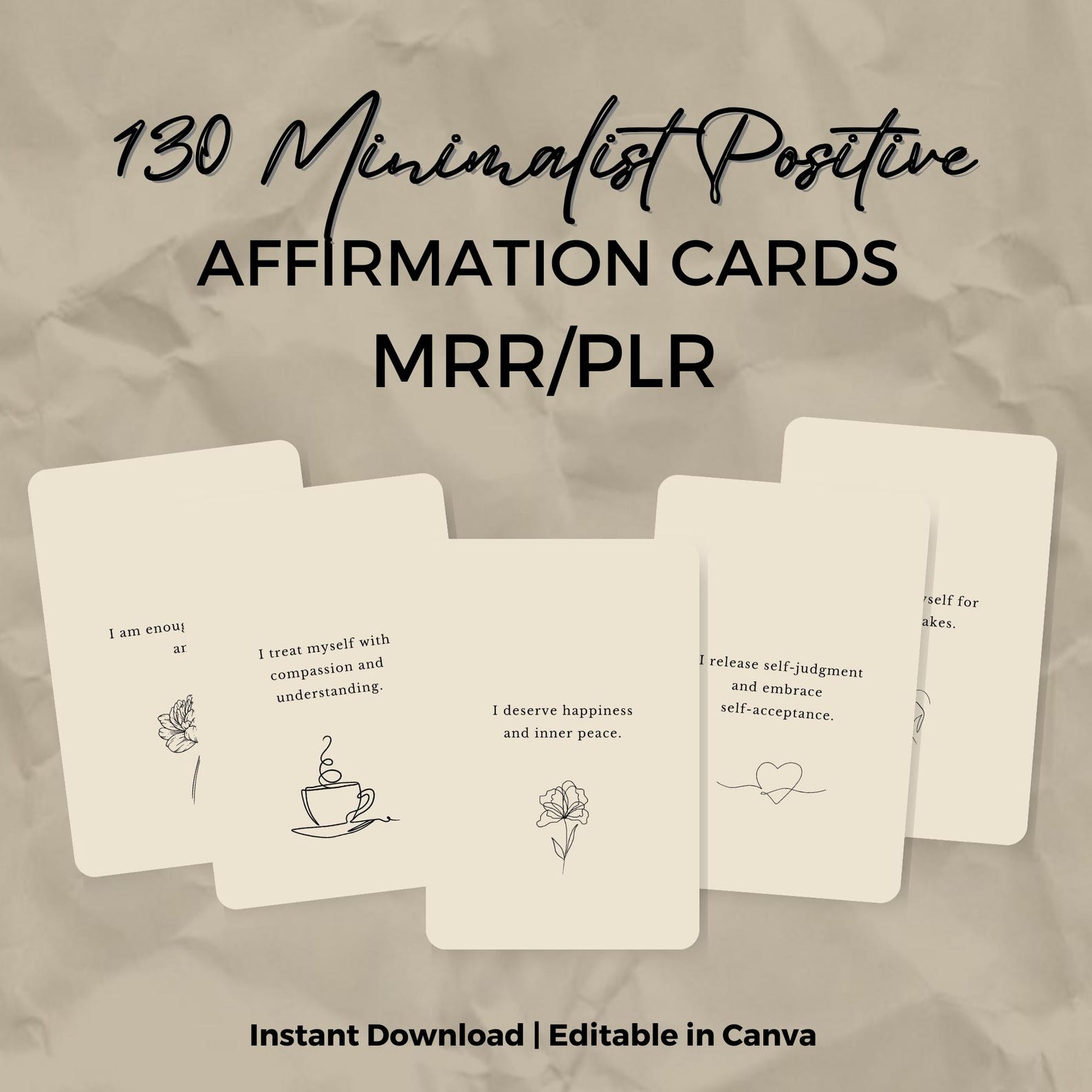 130 Minimalist Positive Affirmation Cards: Self-love & Healing (PDF ...