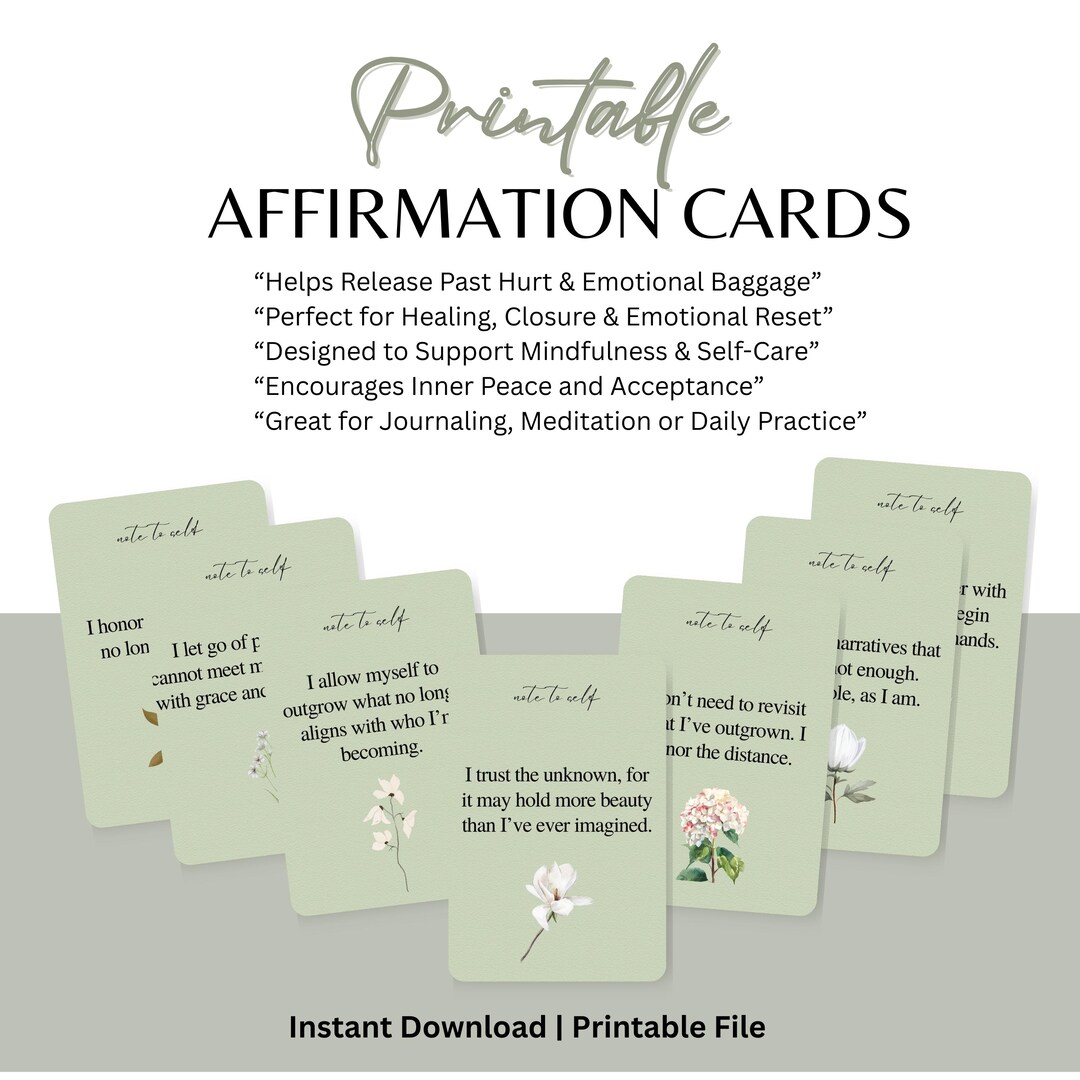 Letting Go Affirmation Cards | Printable Self-care Deck (digital ...
