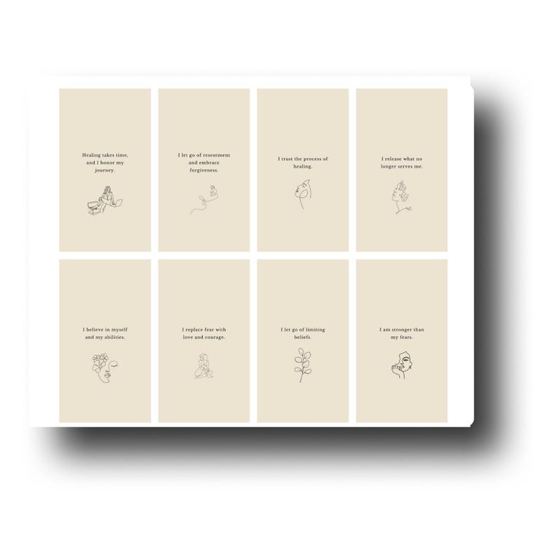 130 Minimalist Positive Affirmation Cards: Self-love & Healing (PDF ...