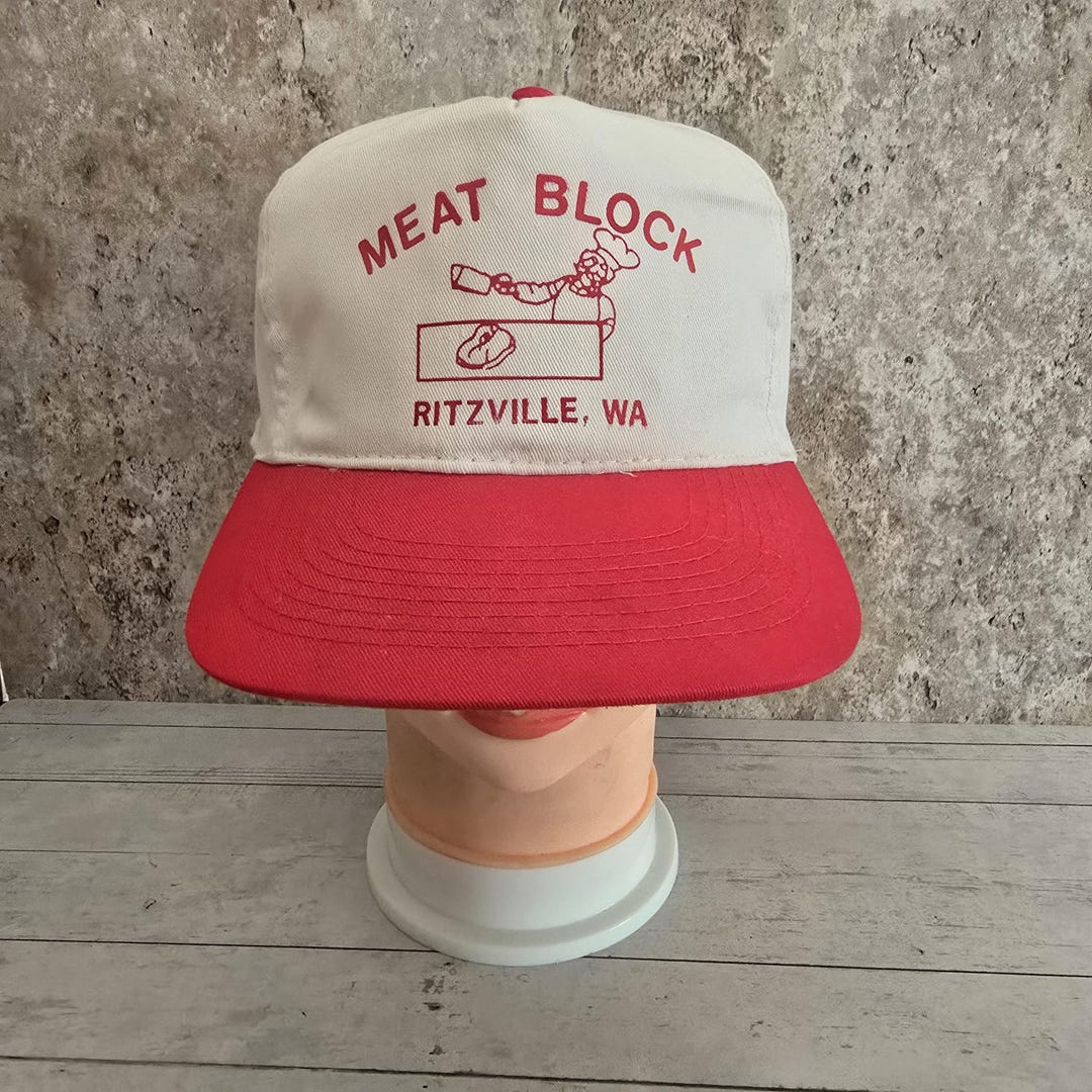 Vintage Otto Cap Meat Block Ritzville Washington Adjustable Snapback ...