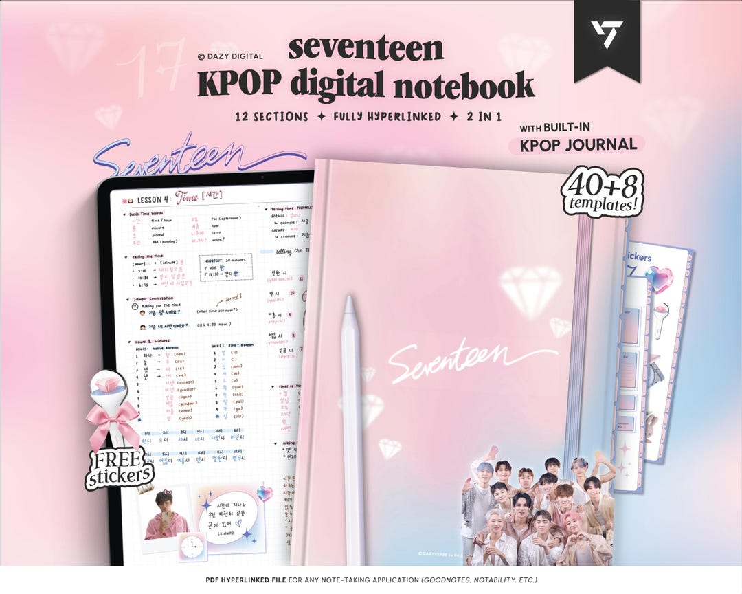Seventeen KPOP Digital Notebook | Hyperlinked for Goodnotes ...