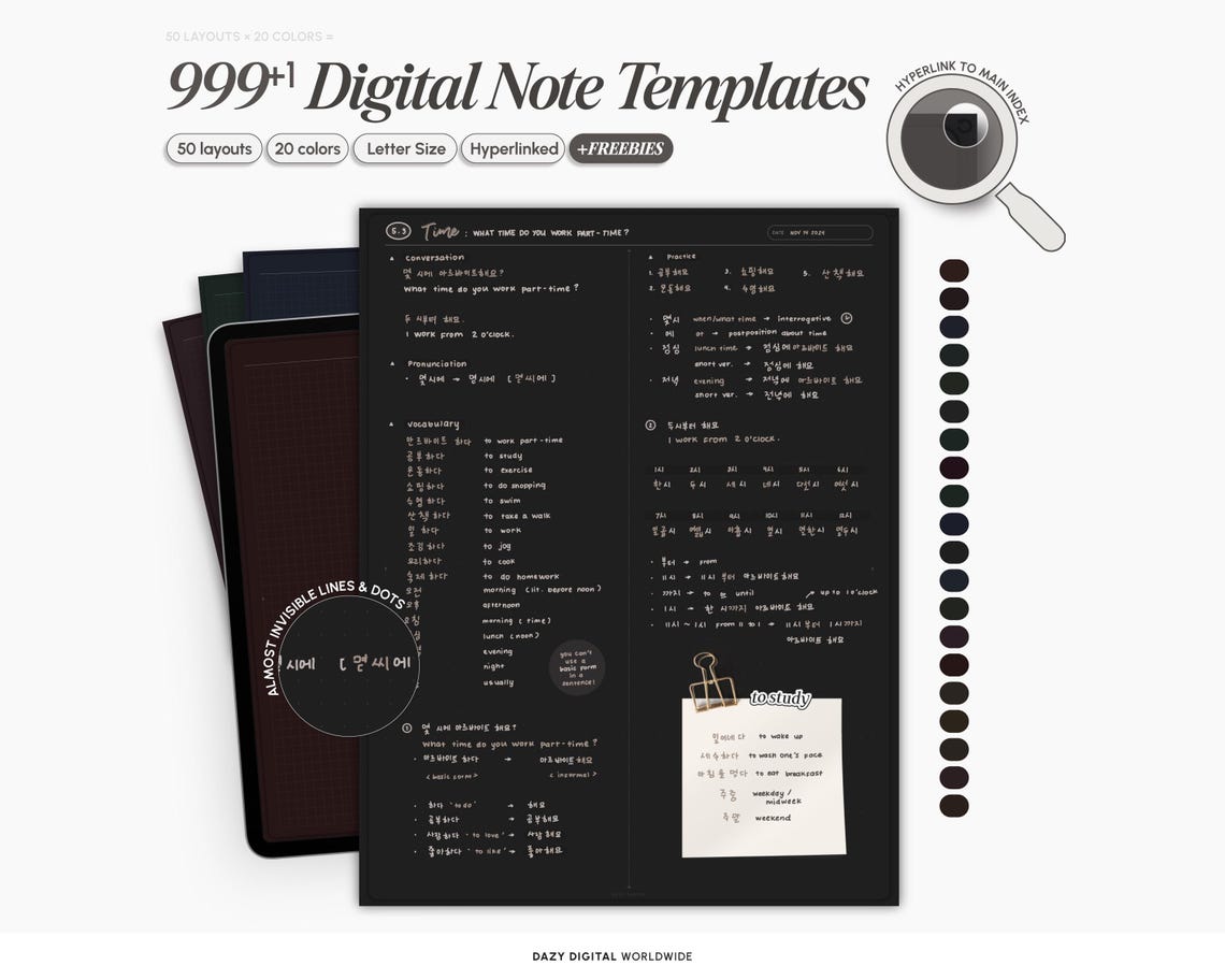 DARK MODE Digital Note Templates (v2) Goodnotes Notability | Minimal ...
