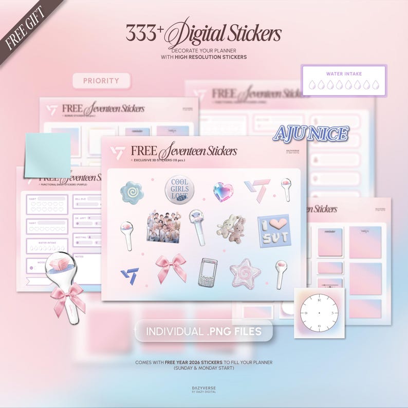 Undated KPOP Digital Planner for Goodnotes | Seventeen Planner, Cute ...