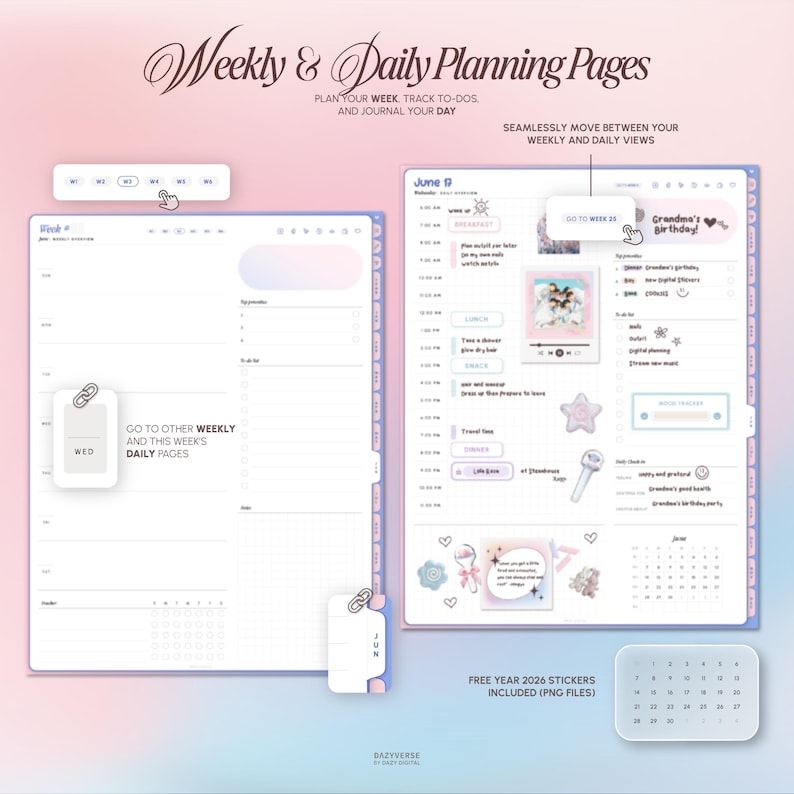 Undated KPOP Digital Planner for Goodnotes | Seventeen Planner, Cute ...