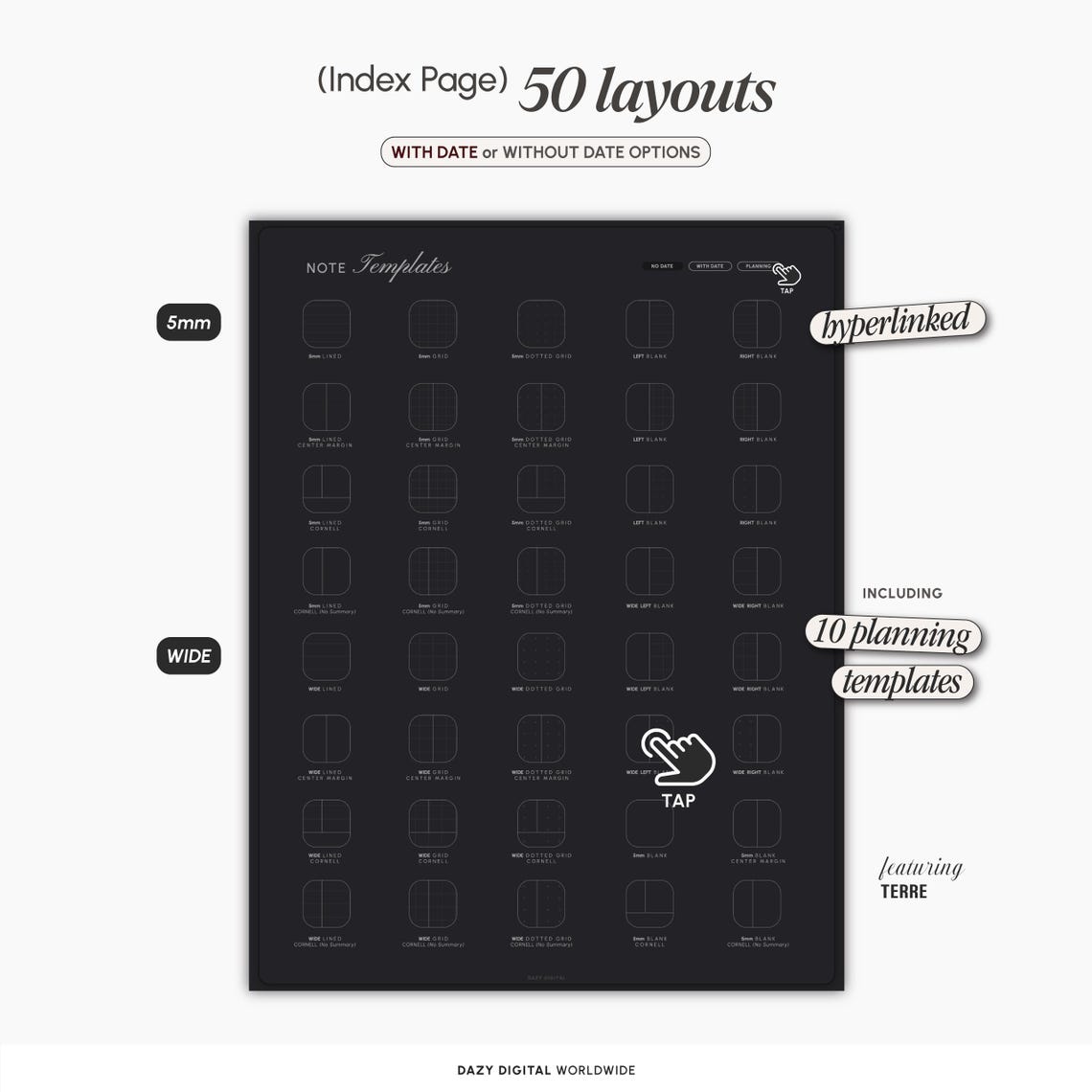 DARK MODE Digital Note Templates (v2) Goodnotes Notability | Minimal ...