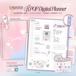 Undated KPOP Digital Planner for Goodnotes | Seventeen Planner, Cute ...