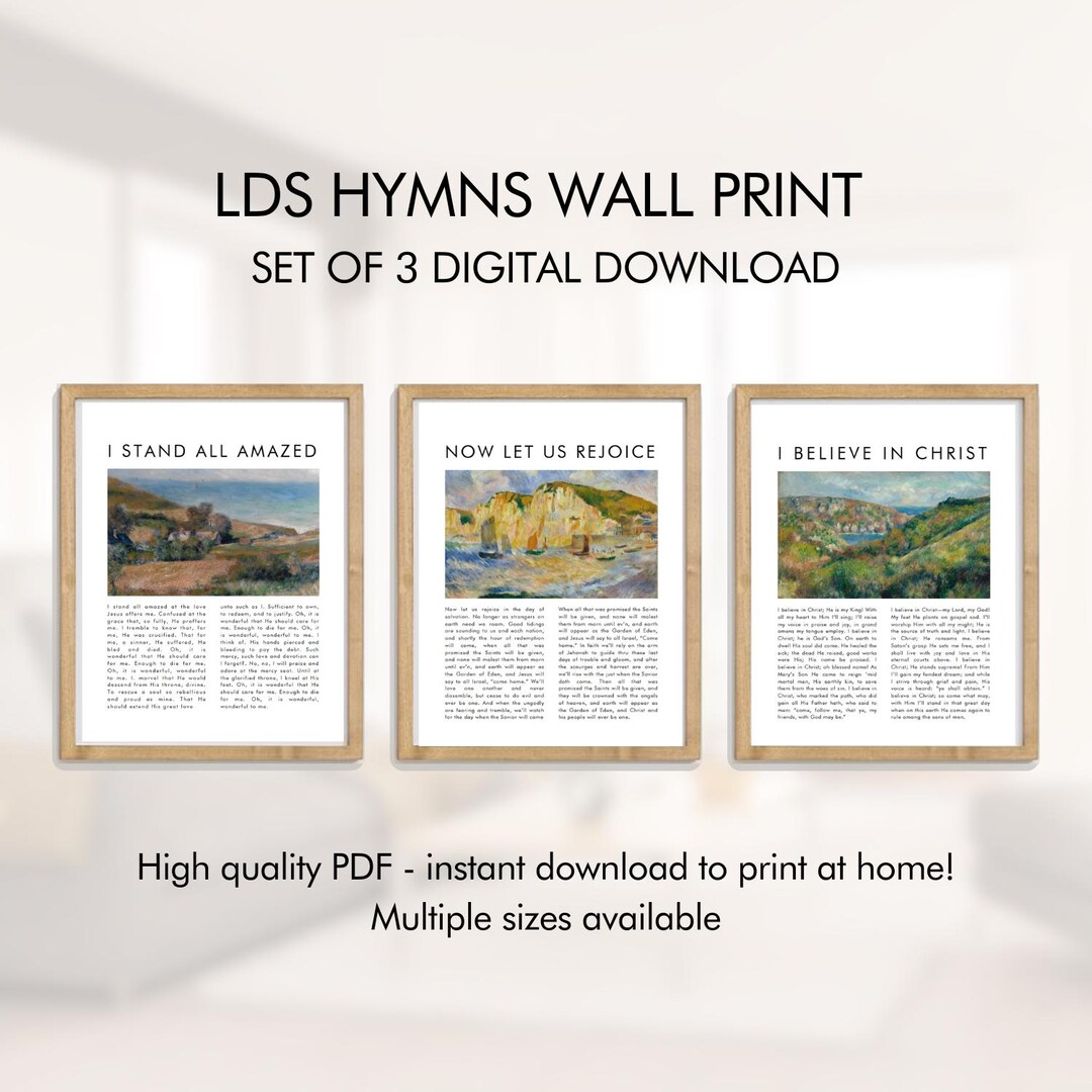 LDS Hymns Impressionist Wall Art Print Set of 3 Digital Download - Etsy