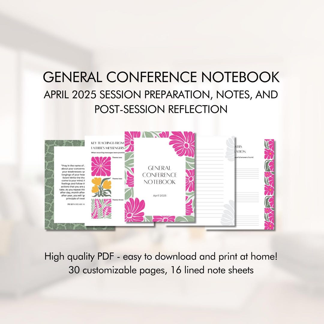 LDS General Conference Notebook - Block Print Floral - Etsy